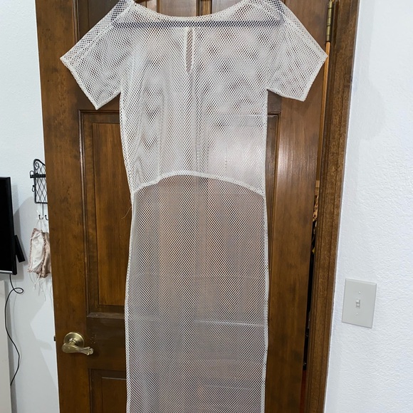 Dresses | Asymmetrical White Netted Maxi Dress | Poshmark